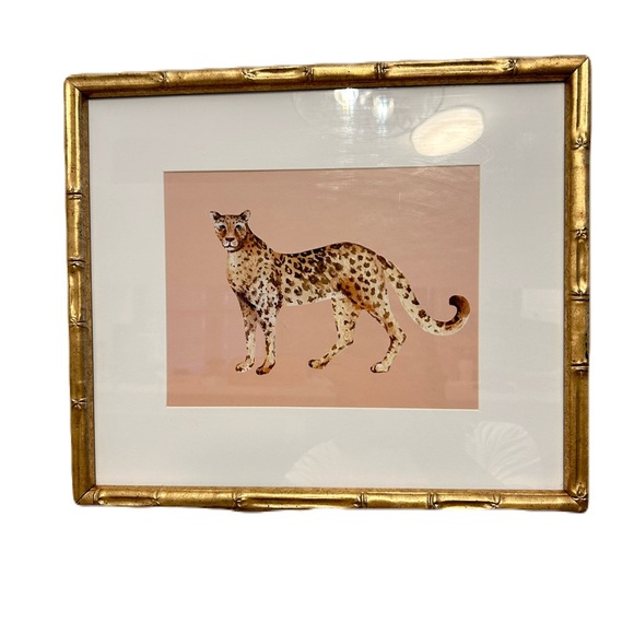 Art | Framed Cheetah Art Print With Gold Bamboo Frame | Poshmark